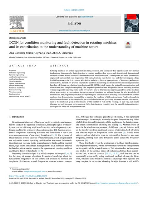 PDF DCNN For Condition Monitoring And Fault Detection In Rotating