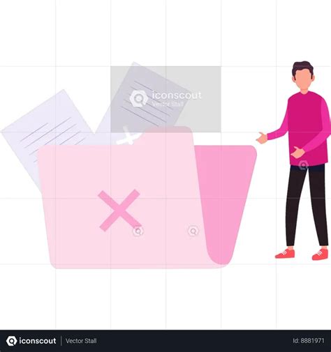 Boy Explaining About No Data Folder Illustration Miscellaneous