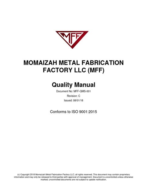 quality manual pdf quality management system risk