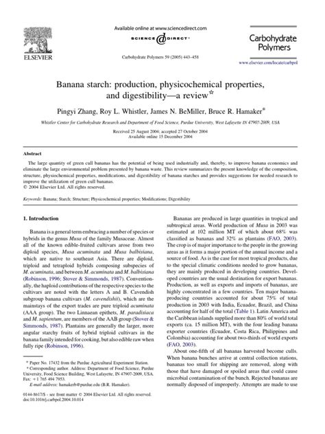 Banana Starch Production And Properties Pdf Banana Starch