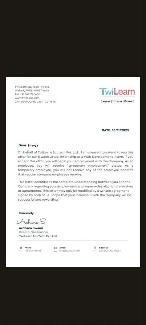Bhavya Jain On Linkedin Webdevelopment Internship Twilearn
