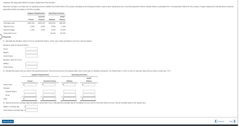 Solved Appendix 4b Sequential Method Of Support Department