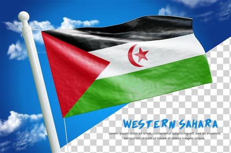 서사하라 현실적인 플래그 3d 렌더링 격리 또는 3d 서사하라 깃발 그림을 흔들며 프리미엄 Psd 파일