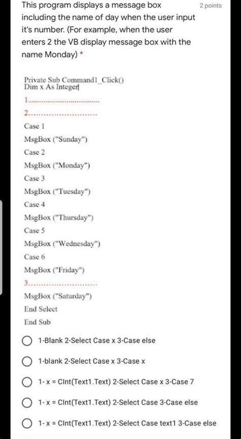 Solved Points This Program Displays A Message Box Chegg