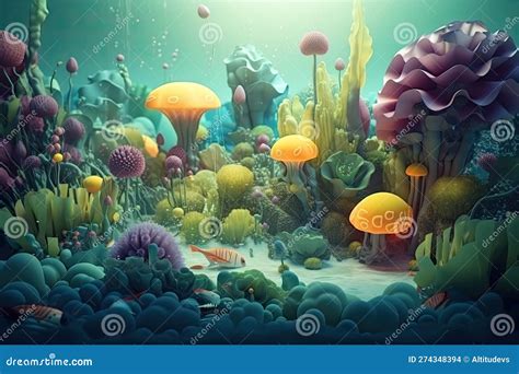 Surreal Float Landscape With Mysterious And Hidden Underwater World