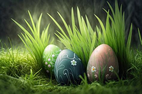 Easter Eggs In Fresh Green Grass Stock Illustration Illustration Of Grass Tradition 270905848