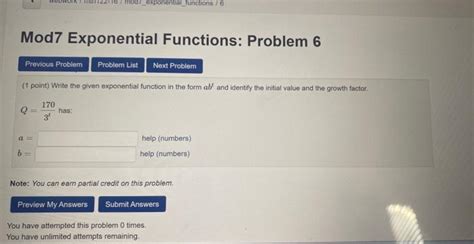 Solved 1 Point Write The Given Exponential Function In The