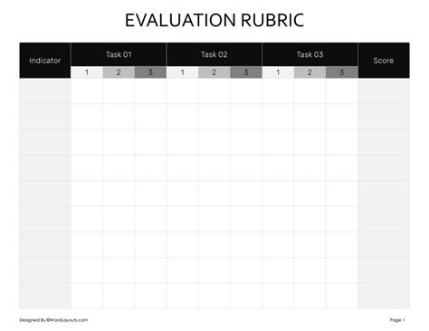 Editable Review And Scoring Rubric Template Wordlayouts