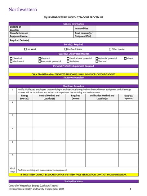 Equipment Specific Loto Procedure Template Pdf Equipment Specific Loto Procedure Template Pdf