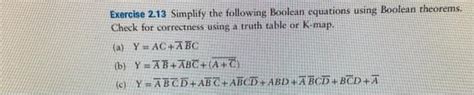 Solved Exercise 213 Simplify The Following Boolean