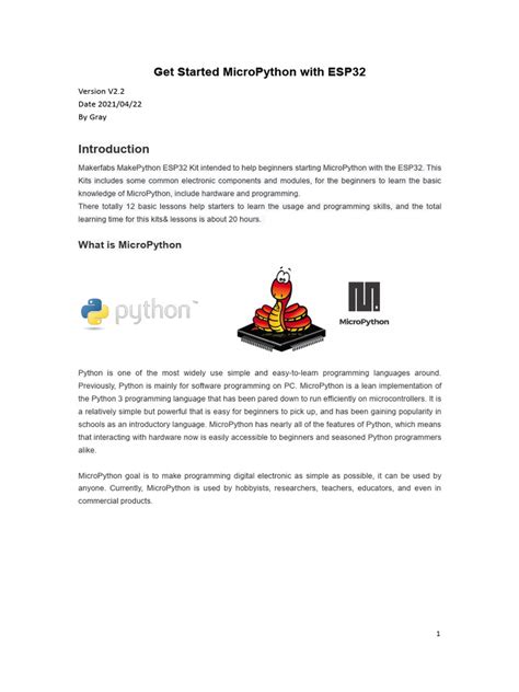 Get Started Micropython With Esp32 V 22 By Gray Pdf