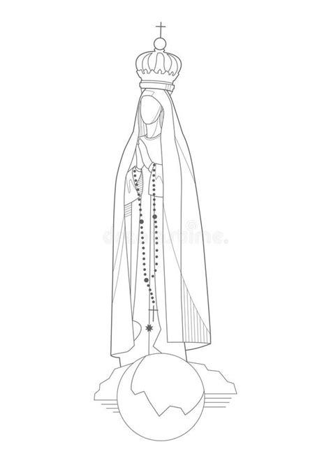 Ilustración Dibujada A Mano De La Virgen De La Fatima Foto De Archivo