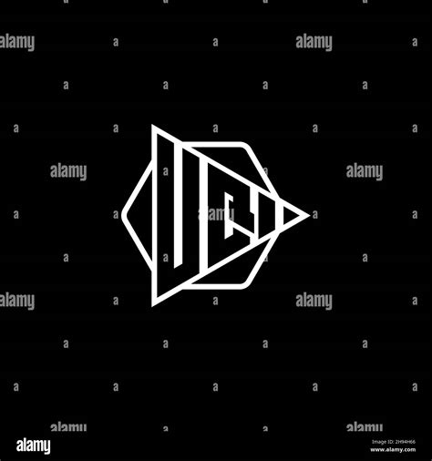 UQ Monogram Logo Letter With Triangle Play Button Shape Hexagonal Rounded Triangle Circle