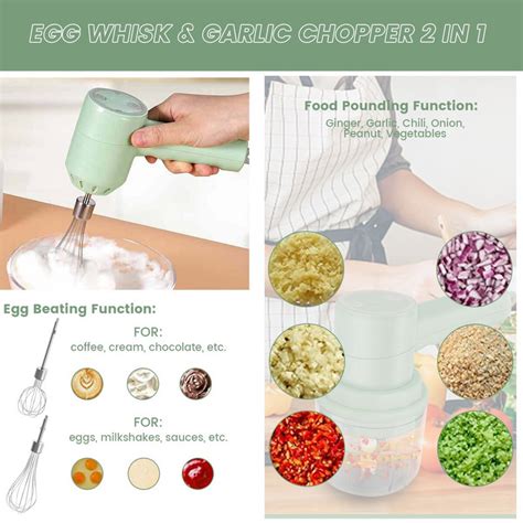 Badu Bg Безжична мелница за чесън Разбиване Електрически ръчен миксер Храна Чопър 2 в 1 Usb