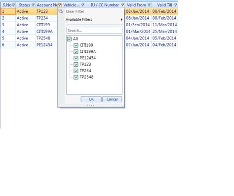 Gridview Excel Like Filter Popup Button Not Working In Ui For Winforms