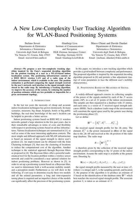 Pdf A New Low Complexity User Tracking Algorithm For Wlan Based