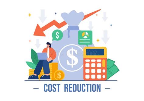Cost Reduction Vector Illustration Depicting Decrease Price