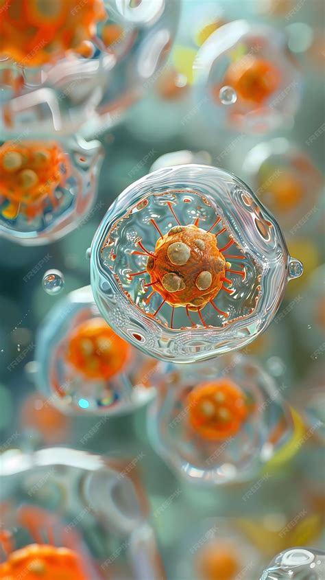 Mesmerizing Microscopic Cellular Structure Floating In Liquid Backdrop Premium Ai Generated Image