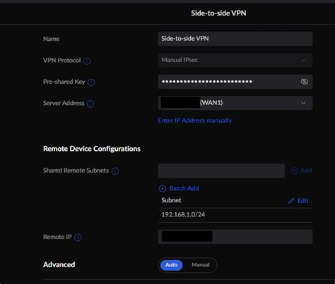 Ipsec Site To Site Vpn Edgerouter Udm Pro Rubiquiti