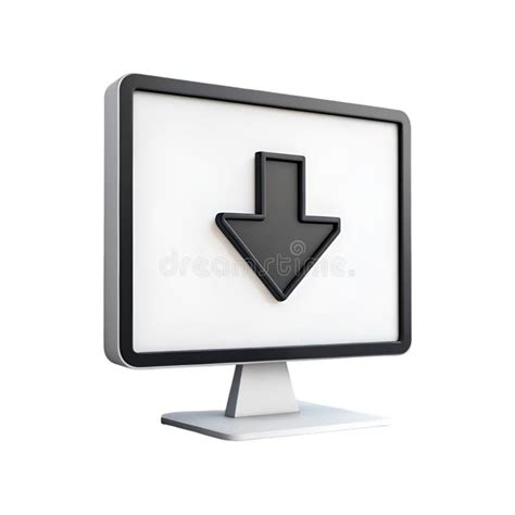 3 D Download Icon On White Computer Monitor Arrow Stock Illustration Illustration Of Symbol