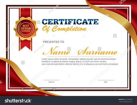 Horizontal Certificate Template Diploma Vector Stock Vector Royalty