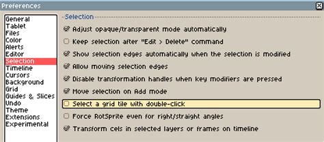 How To Disable Avoid Selecting A Grid Tile Cell With Double Click Help Aseprite Community