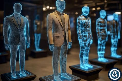 Digital Mannequins Showcase Suits In A Futuristic Store Premium Ai