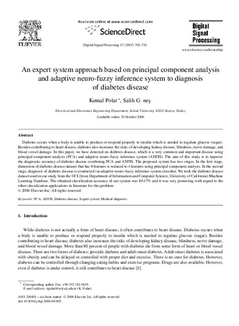 Pdf An Expert System Approach Based On Principal Component Analysis