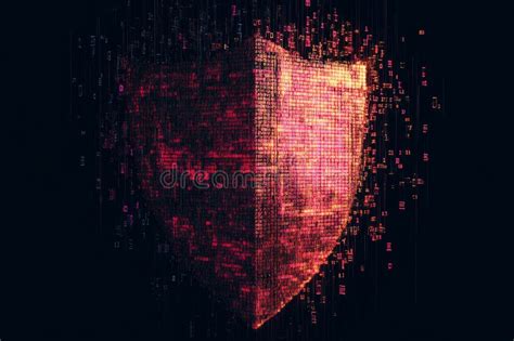 Glowing Digital Shield Formed By Binary Code Protects Data From Cyber