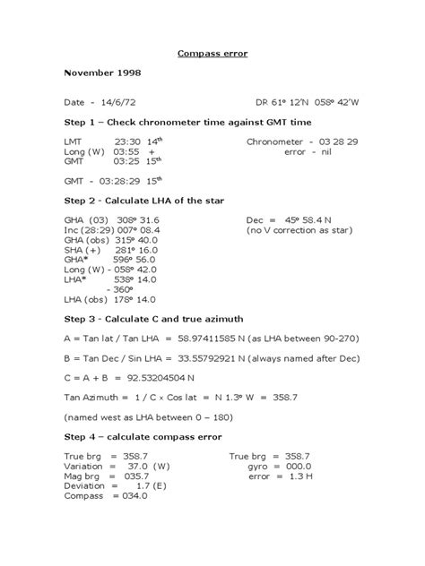Compass Error Pdf Measuring Instrument Tools