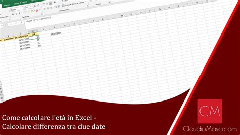 come calcolare l età in excel calcolare differenza tra due date