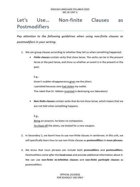 vap 2eu2 non finite clauses as postmodifiers pdf clause verb