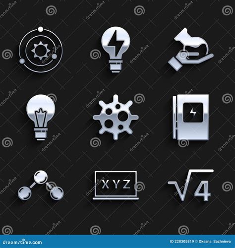 Set Virus XYZ Coordinate System Square Root Of Glyph Electrical Panel Molecule Light Bulb