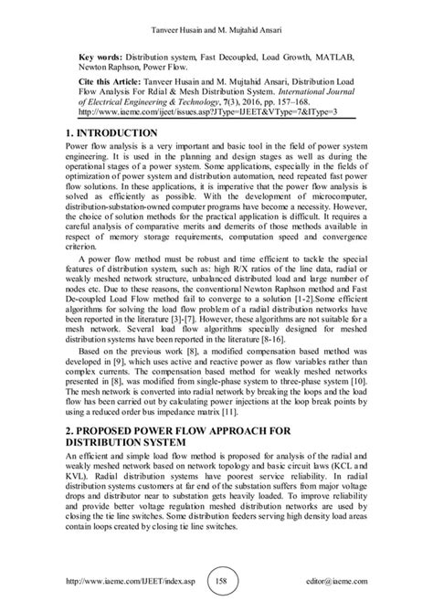 distribution load flow analysis for rdial and mesh distribution system pdf