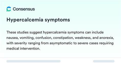 Hypercalcemia Symptoms Consensus Academic Search Engine