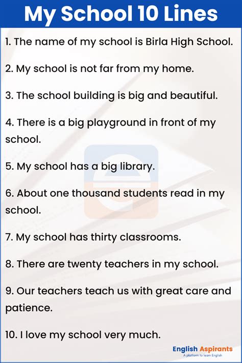 10 Lines On My School In English My School 10 Lines