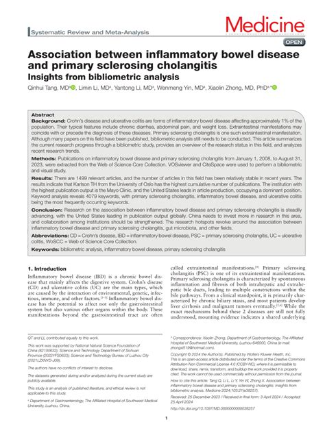 Pdf Association Between Inflammatory Bowel Disease And Primary Sclerosing Cholangitis