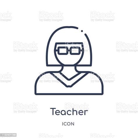 교육 개요 모음에서 선형 교사 아이콘입니다 얇은 라인 교사 벡터 흰색 배경에 고립입니다 교사 유행 그림 교사 교육 관련 직업에 대한 스톡 벡터 아트 및 기타 이미지 Istock