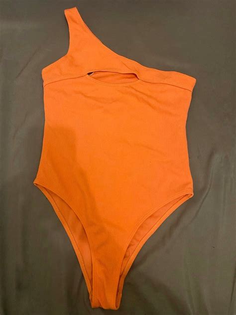 One Piece Orange Swimsuit Womens Fashion Swimwear Bikinis