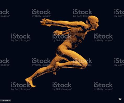 런닝맨 또는 마라톤 주자 3d 인체 모델 스포츠 용 디자인 입자로 구성된 벡터 그림입니다 달리기에 대한 스톡 벡터 아트 및 기타 이미지 Istock