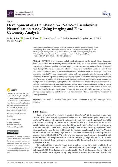 Pdf Development Of A Cell Based Sars Cov 2 Pseudovirus Neutralization