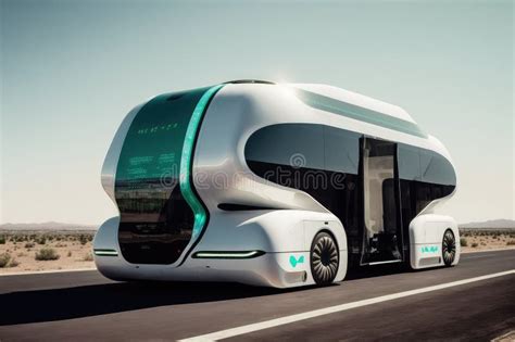 Autonomous Shuttle Transports People To And From Airport Terminal Stock