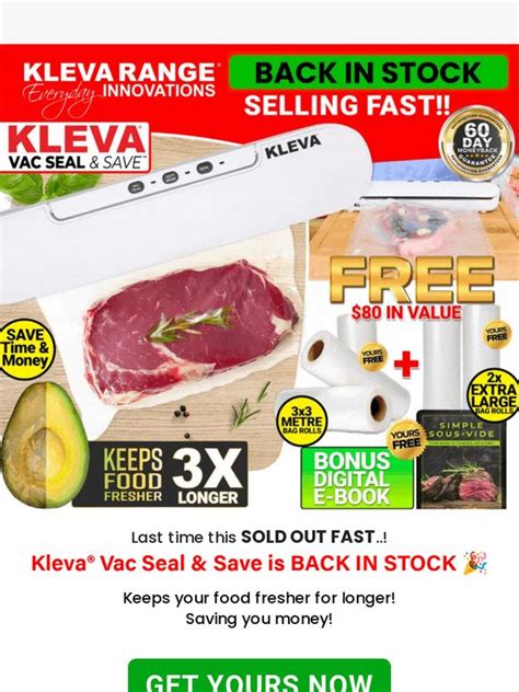 Kleva Range 🎉 Kleva® Vac Seal And Save Is Back In Stock Milled