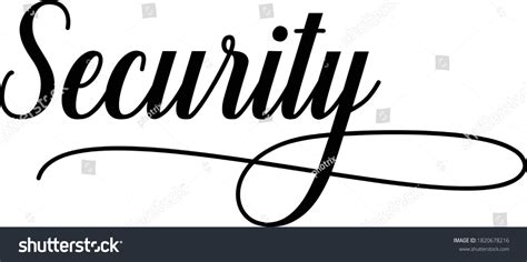 Security Script Cursive Calligraphy Typography Black Stock Vector