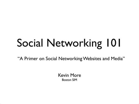 Social Networking 101 Pdf