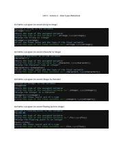 Unit 1 Activity 4 Docx Unit 1 Activity 4 Data Types Worksheet Q1 Write A Program To