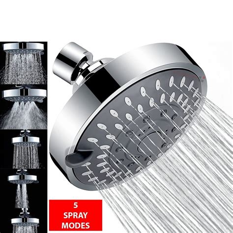 High Pressure Handheld Shower Head With 5 Spray Modes Self Cleaning
