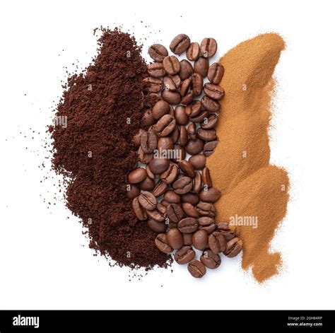 Three Different Types Of Coffee Isolated On White Background Ground