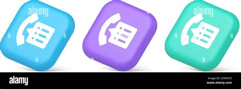 Phonebook Handset Important Contact List Info Button Phone Call Communication 3d Realistic Blue