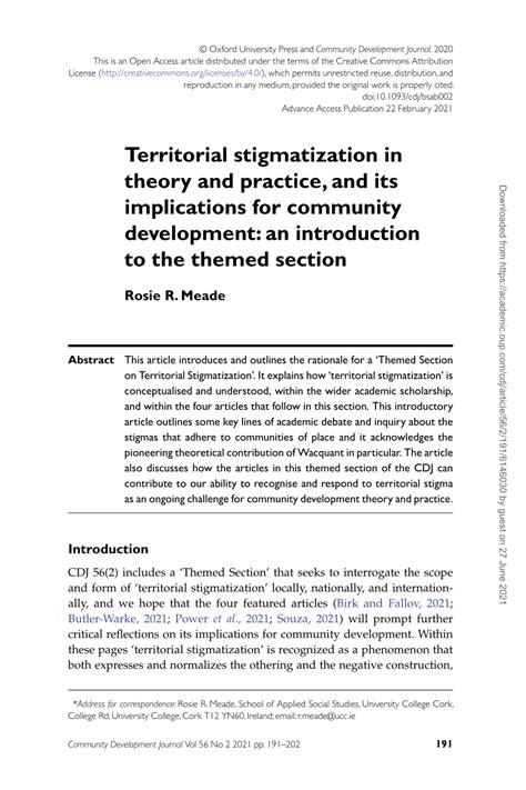 Pdf Territorial Stigmatization In Theory And Practice And Its